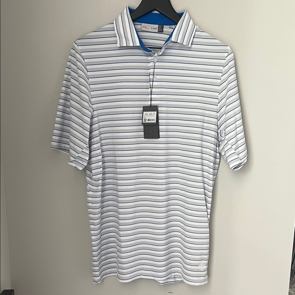 KJUS | Shirts | Kjus Performance Polo Blue And Grey Stripe Mens Large ...